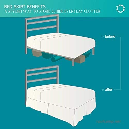 600TC Hotel Quality Tailored Bed Skirt with Split Corner 10 inch Drop Length- King, White Modern Luxury Bed Skirt 100% Egyptian Cotton - by RUMICAFeb