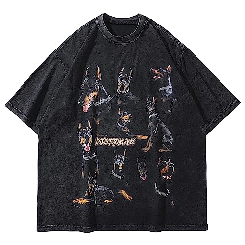 Aelfric Eden Men’s Vintage Oversized Tee Shirts Graphic Print Crewneck Crop Tops Streetwear Cotton Short Sleeve