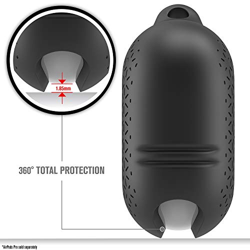 Catalyst - Waterproof Case for AirPods Pro (1st and 2nd Gen)- Premium Edition. Compatible Wireless Charging, One-Piece Design, High Drop Protection, with Carabiner, Soft-Touch - Black