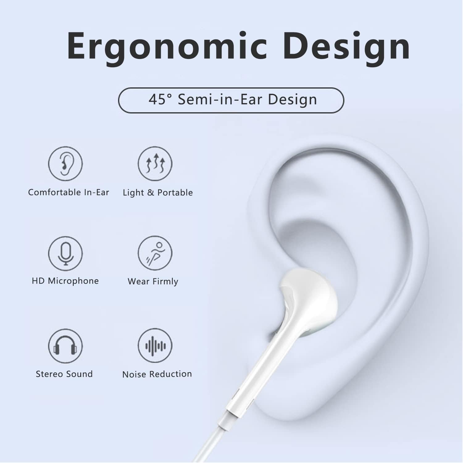 2 Pack - Apple Earbuds,iPhone Headphones Wired Lightning Earphones(Built-in Microphone & Volume Control)[Apple MFi Certified] Noise Isolating Headsets for iPhone 14/13/12/11/X/8/7/6,All iOS System