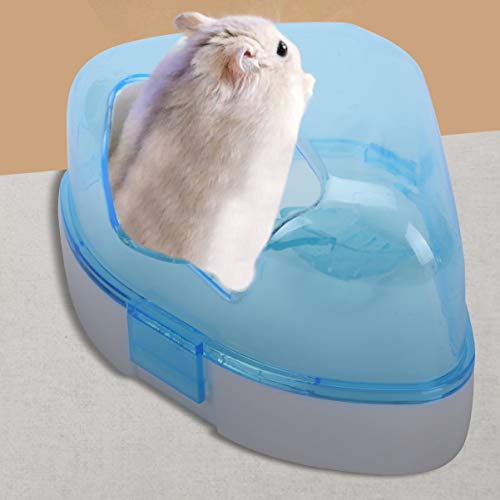 POPETPOP Hamster Sand Bathroom Plastic Sand Bath Container with Scoop Hamster Bathroom Sauna Toilet Bathtub for Mouse Hamster Chinchilla Rat Gerbil (Blue)
