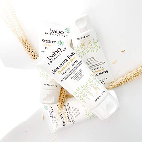 Babo Botanicals Sensitive Baby Fragrance-Free Diaper Cream - with Non-Nano Zinc Oxide, Organic Calendula, Shea & Cocoa Butter - EWG Verified - 3 oz