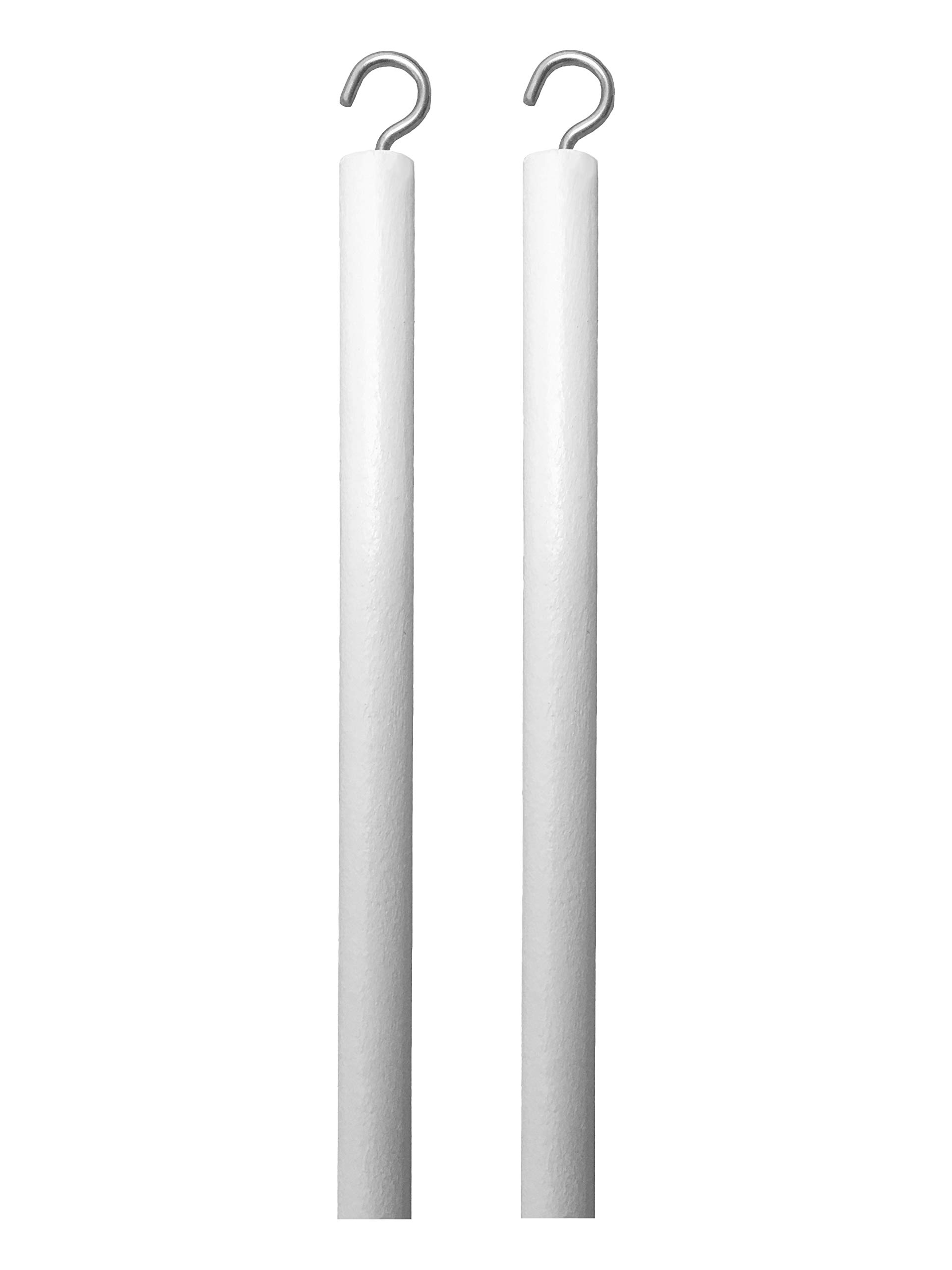 2 Pack - Snow White Wood Blind Tilt Wand Replacement - Available in 12" - 24" - 30" - 36" - 48" - "C Hook (30")