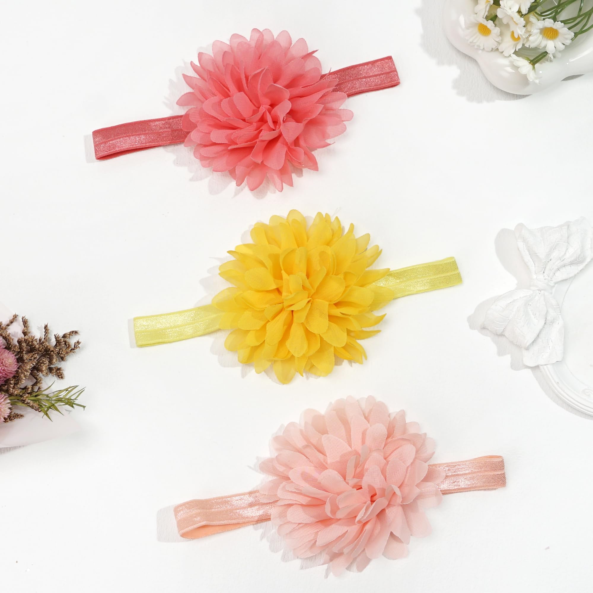 DED 30PCS Girls Headbands Chiffon Flower Bows Soft Strecth Bands Hair Accessories for Newborns Infants Toddlers and Kids