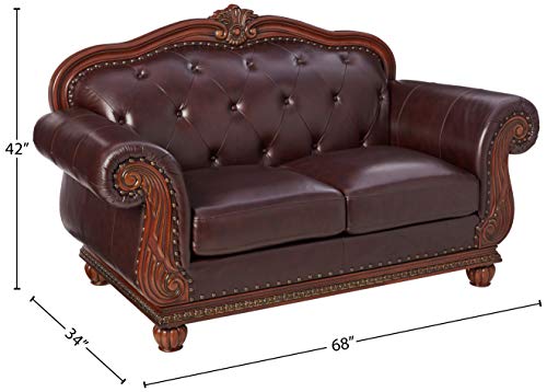 ACME Top Grain Leather Loveseat, Dark Brown Leather
