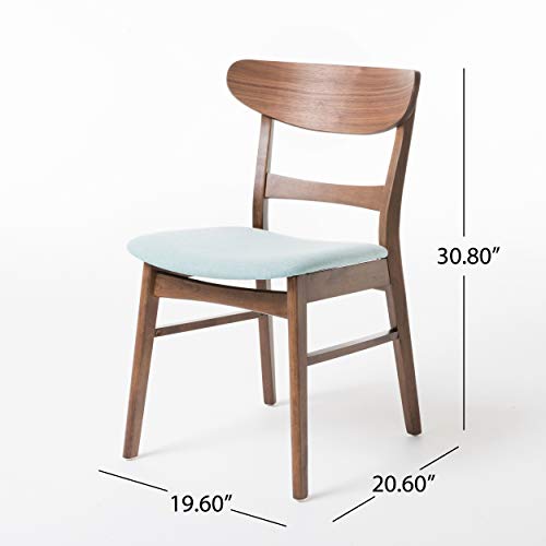 Christopher Knight Home Griselda Mid-Century Modern Dining Chairs (Set of 4),Polyester and Birch Wood, Mint, Walnut