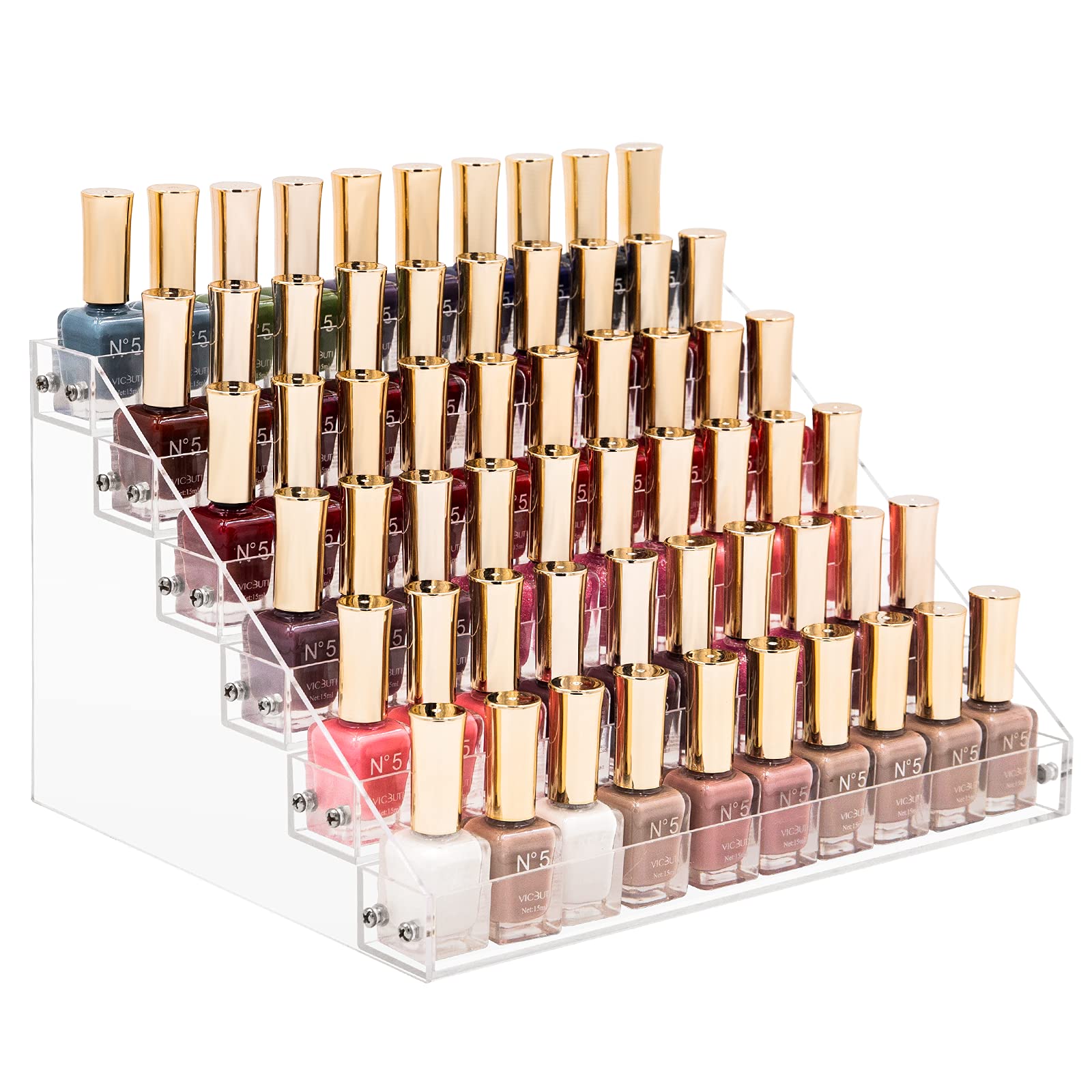 Benbilry 6 Tiers Acrylic Nail Polish Organizer 72 Bottles Essential Oil Stand Clear Holder Sunglasses Eyeglasses Display Makeup Organizer(6 Tiers)