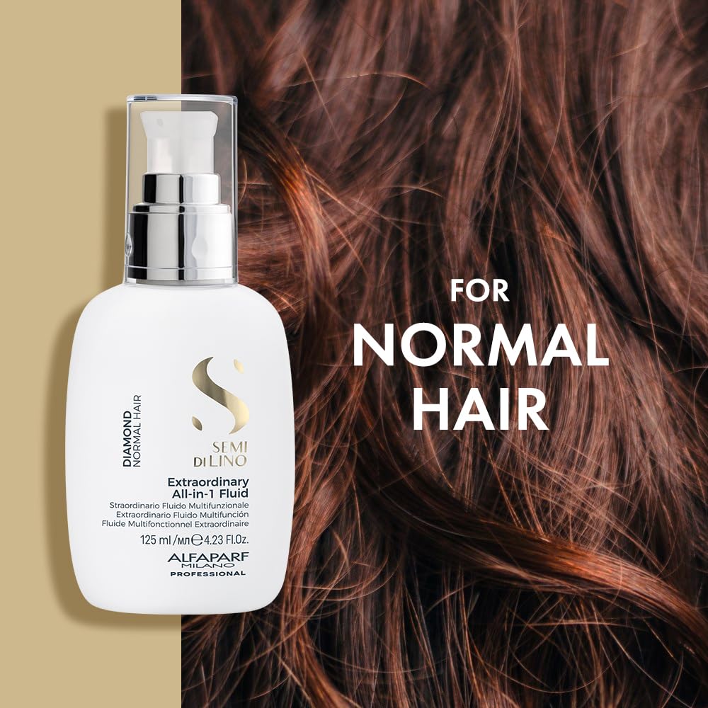 Alfaparf Milano Semi Di Lino Diamond Extraordinary All-in-1 Fluid - Detangles, Protects, Softens, Smooths, Controls, Seals Hair - Professional Salon Quality - 4.23 Fl Oz