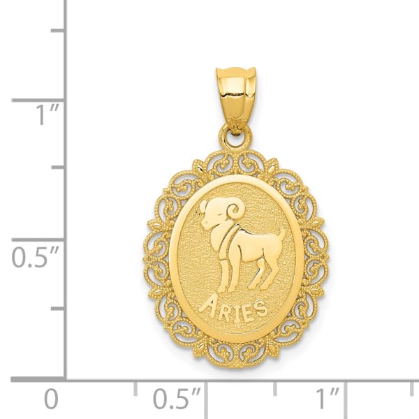 14K Yellow Gold Aries Zodiac Necklace Ram Horoscope Pendant March April Birthday Charm Astrology Jewelry (Ram) Only