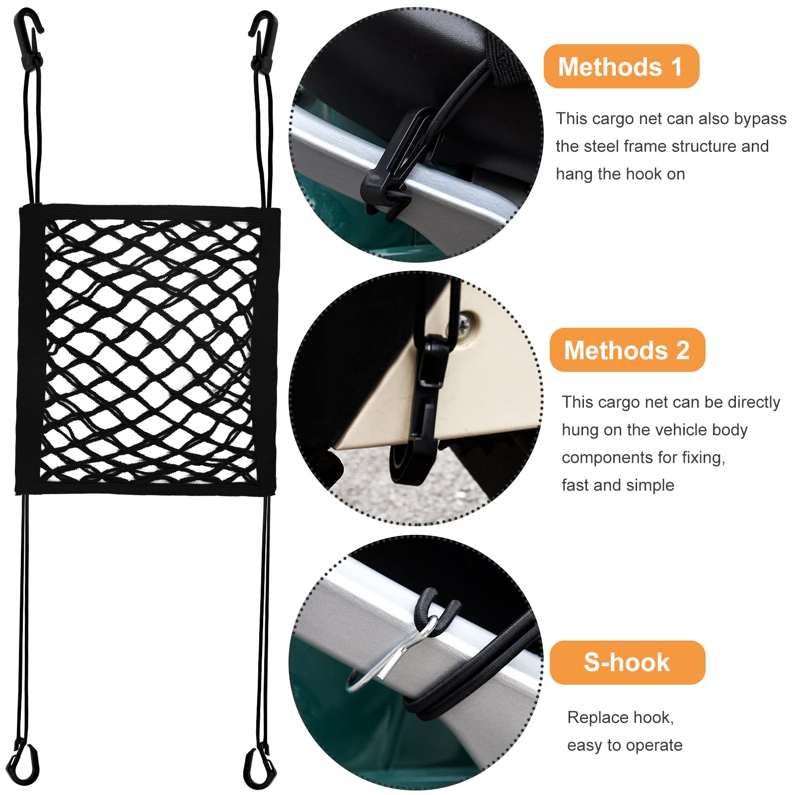 2 Pack Motorcycle Cargo Net, Motorcycle Bungee Cargo Net 10.3"X15.4" Helmet Net Small Luggage Rack High-Elastic Double Layer Bungee Net Thicken Net with Adjustable Metal Hooks for Motorcycle Bike ATV