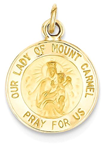 14K Yellow Gold Our Lady of Mt. Carmel Medal Necklace Charm Pendant Only
