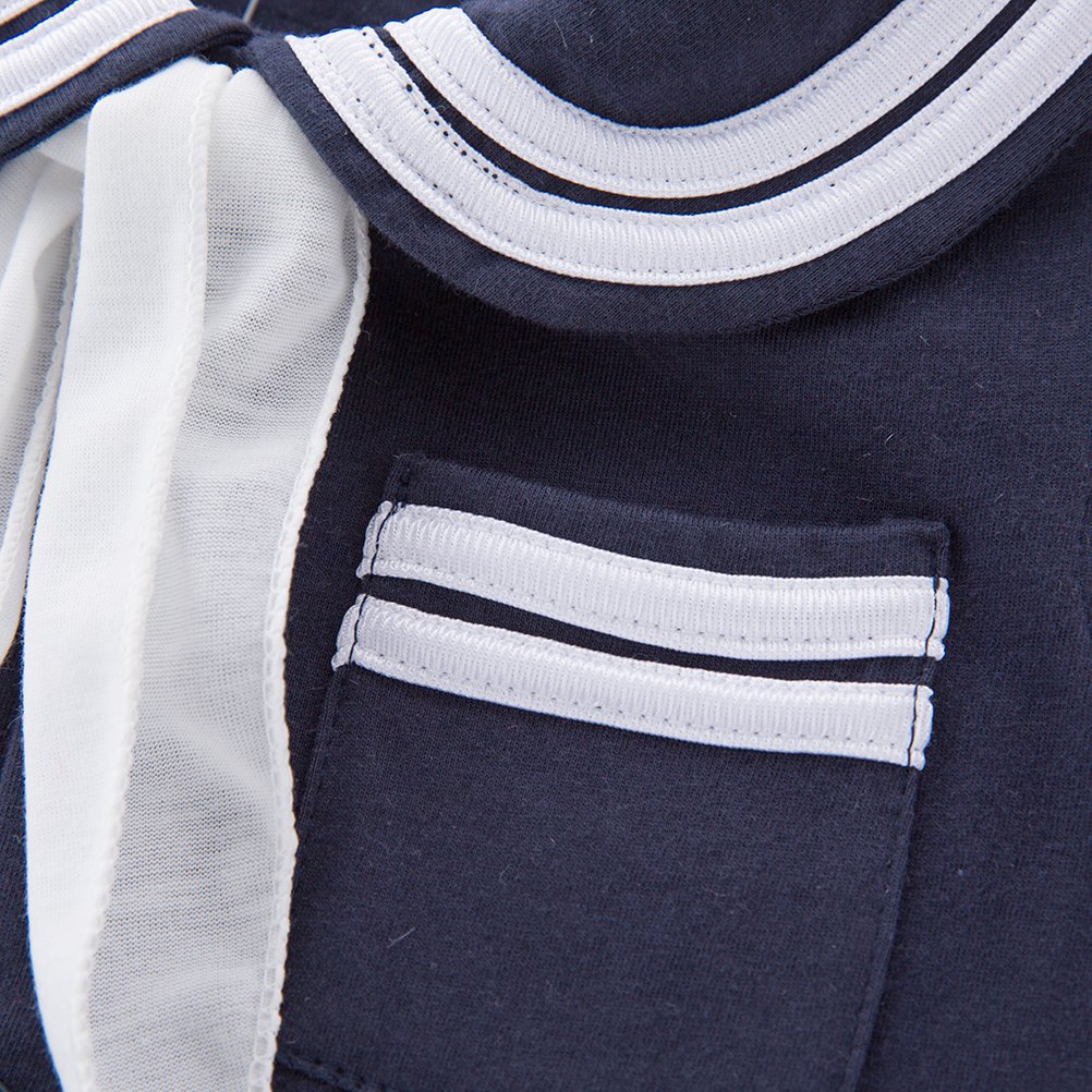 LXKIKMM Baby Girl Nautical Dress Sailor Suit Jumpsuit Romper with Hat, Navy 0-3 Months
