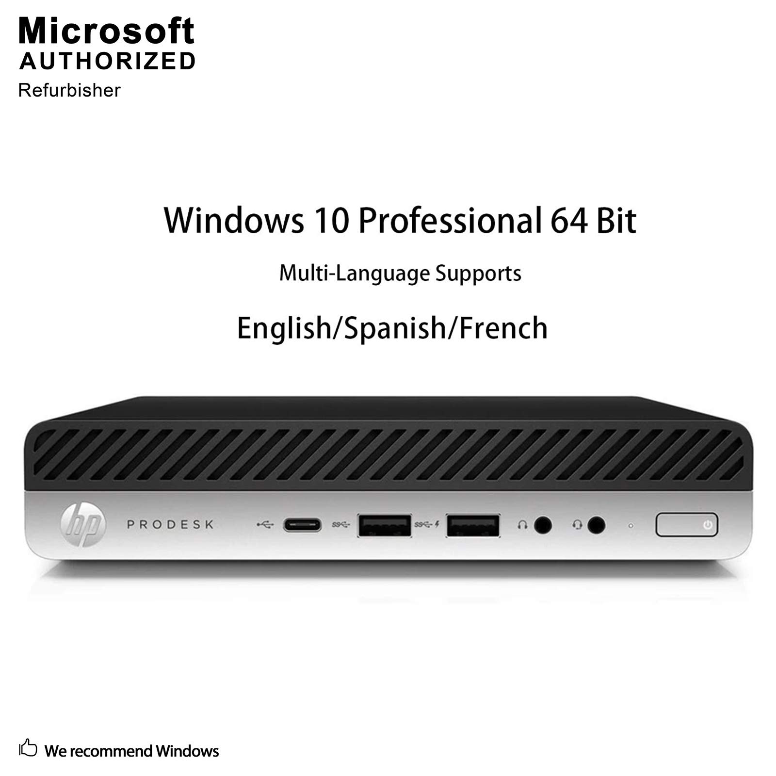 HP ProDesk 600 G3 Desktop Mini High Performance Business PC, Intel Quad Core i5-7500T 2.7GHz, 8G DDR4, 1T SSD, WiFi, BT, DP, Windows 10 Pro 64 Language Supports English/Spanish/French(Renewed)