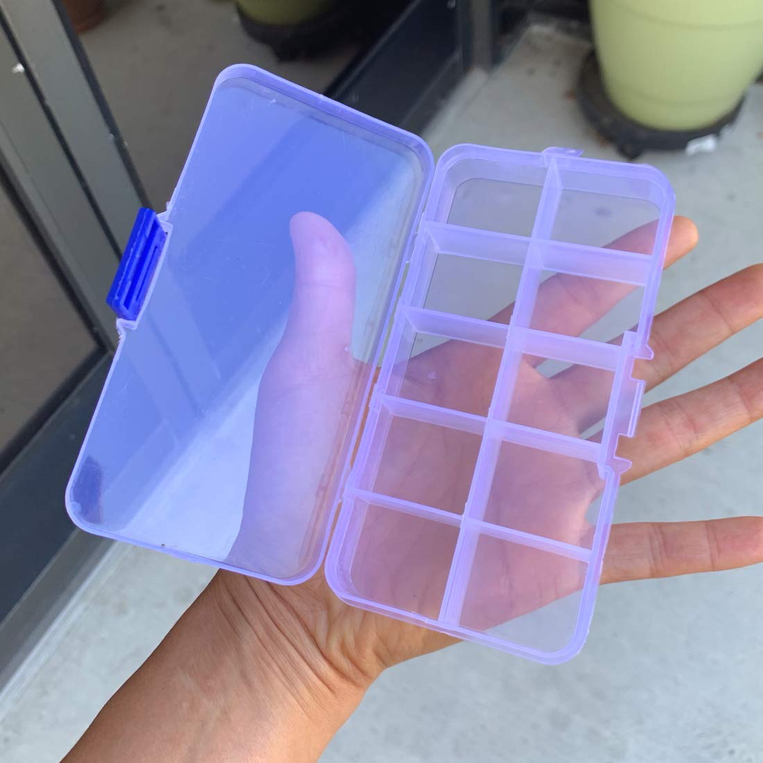 2Tomato Shipping Supplies 2pcs Clear Rectangle Plastic Storage Box 10 Slots Small Compartment Organizer Vitamin Medicine Pill Jewelry Bead Findings Container Box spb17