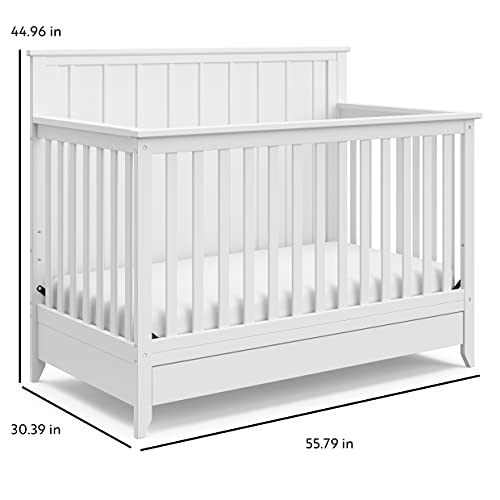 STORKCRAFT Forrest 5-in-1 Convertible Crib with Drawer (White) β GREENGUARD Gold Certified, Crib with Drawer Combo, Full-Size Nursery Storage Drawer, Converts to Toddler Bed, Daybed and Full-Size Bed