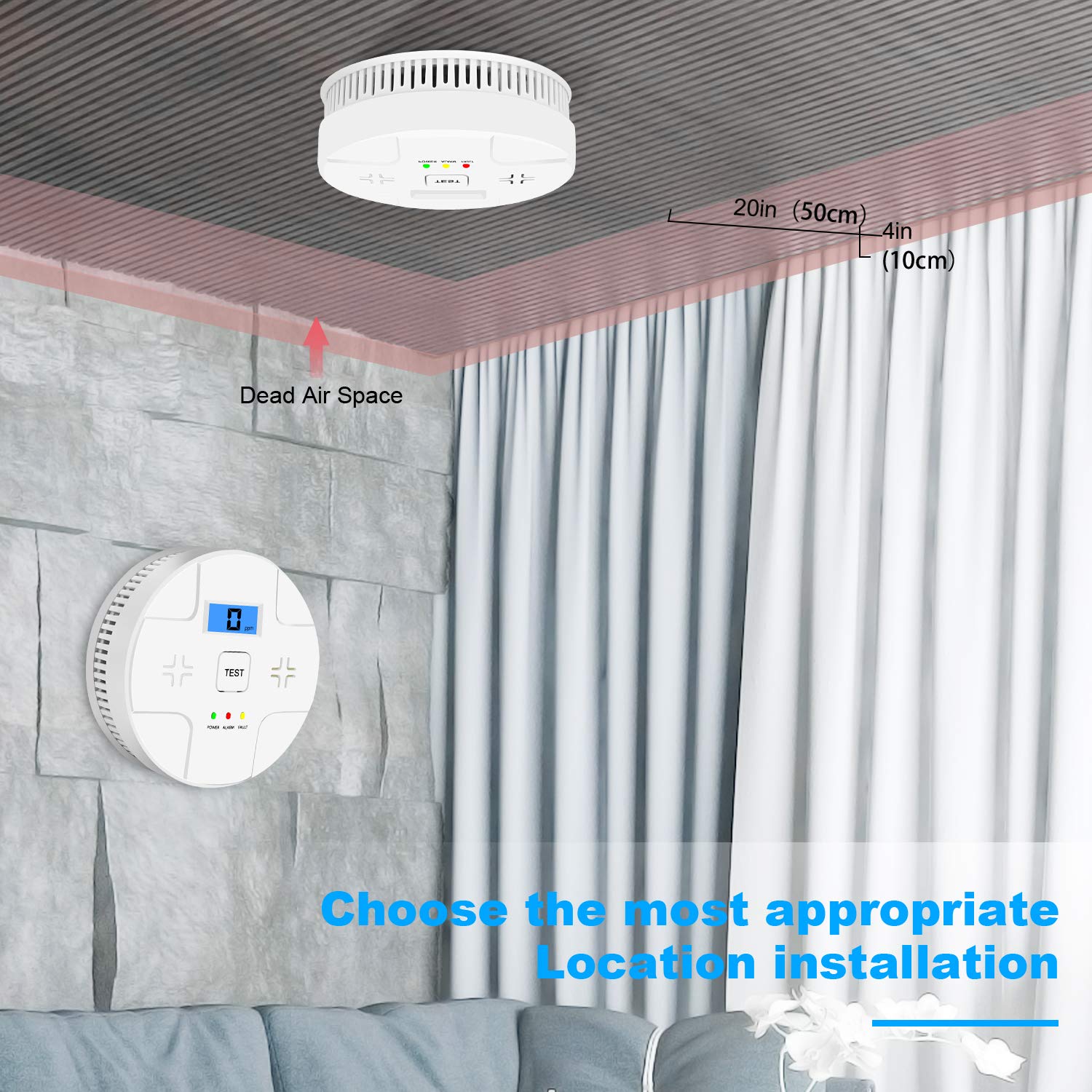 3 Pack Combination Smoke Carbon Monoxide Alarm Detector Battery Operated, Portable Smoke and Co Alarm for Home Bedroom Travel,Easy to Install