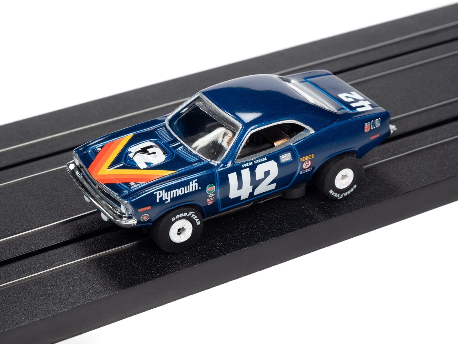 Auto World Thunderjet R32 Sewde Savage - 1970 AAR Plymouth Barracuda #42 HO Scale Slot Car