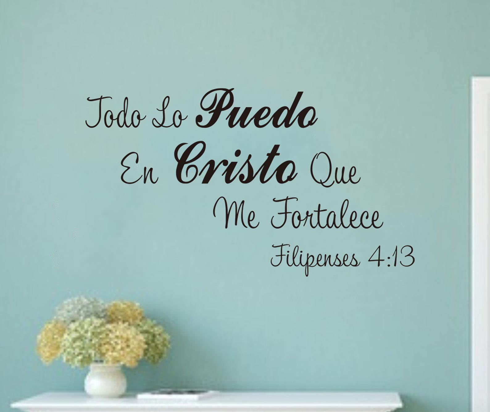 Summerjokes Todo Lo Puedo En Cristo Que Me Fortalece - Filipenses 4:13 Inspiring Funny Wall Sticker Decal Vinyl Sticker, Prayer Faith Family Living Room Kitchen Dining Bedroom Marriage Cafe Library