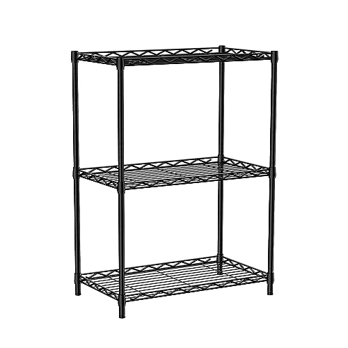 3-Tier Wire Shelving Unit and Storage, Adjustable Shelves for Storage Heavy Duty Metal Wire Rack Shelving for Garage Kitchen Pantry Closet Laundry Load 400LBS (23.5 x 13.5 x 35.5 inch)