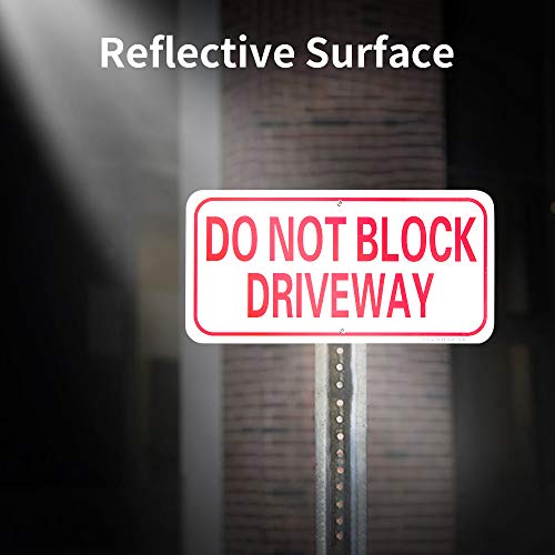 2-Pack Do Not Block Driveway Sign, 14"x 7" .04" Aluminum Reflective Sign Rust Free Aluminum-UV Protected and Weatherproof