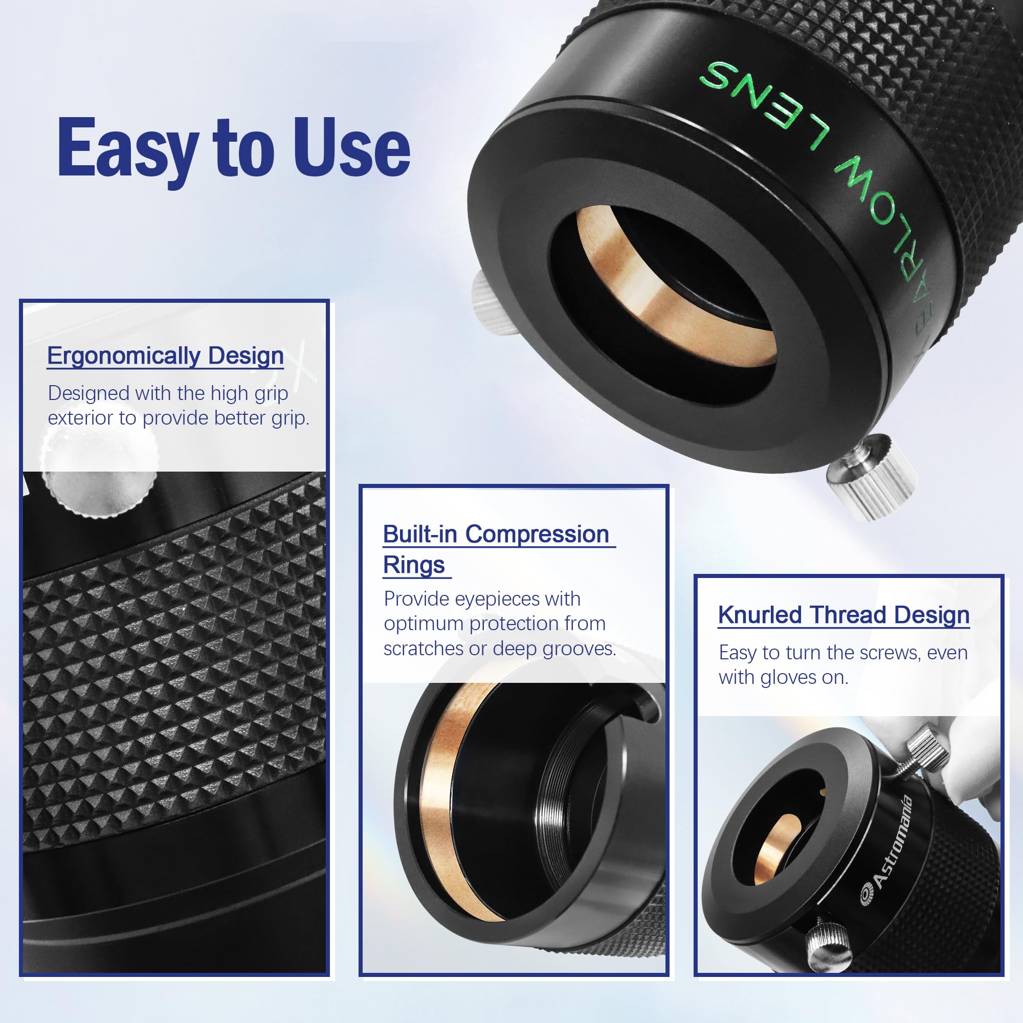 Astromania 2" ED 2X Dual Power Telescope Barlow Lens for Telescopes