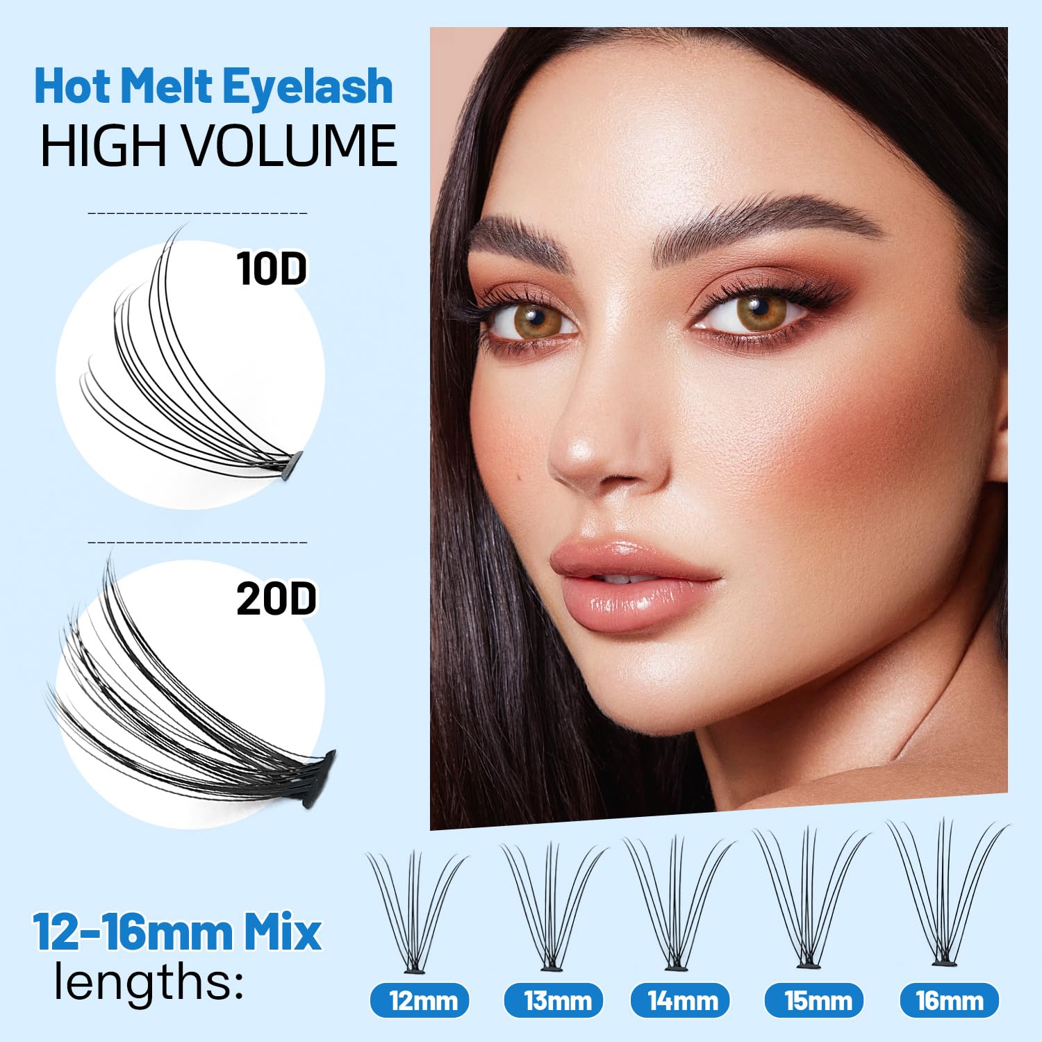 Bodermincer 10D 20D 240pcs Cluster Eyelash Extensions 8-9-10-11-12mm Mixed/ 10-11-12-13-14mm Mixed/12-13-14-15-16mm Mixed Eyelash Clusters Lash Extension Individual Lashes for Self Application