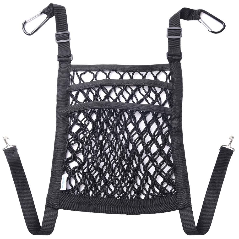 SnowyFox Upgraded Universal 3-Layer Car Mesh Organizer Storage, Car Seat Mesh Pet Child Barrier Storage Net Storage Net for Purse Pets Luggage Barrier Children Kids