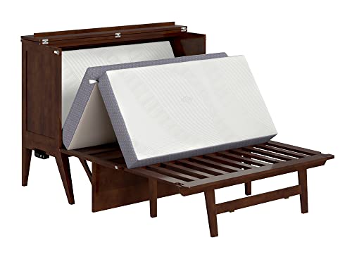 AFI, Northampton Murphy Bed Desk with Premium 6 Inch Folding Memory Foam Mattress and Built-in Charger, Full Size, Walnut