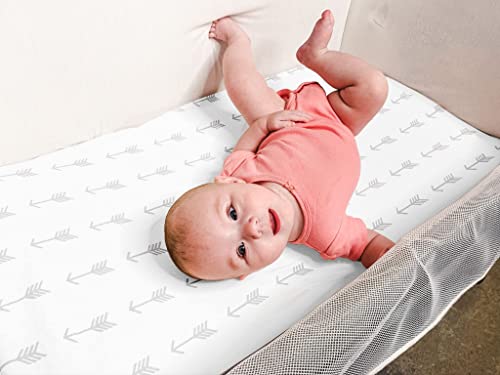 Bassinet Bed Sheets – Bassinet Fitted Sheets 4 Pack – 100% Jersey Knit Cotton Cradle Sheets – Bassinet Bedding for Standard Size Oval or Rectangular Bassinet Pads – Bassinet Sheet for Boy & Girl