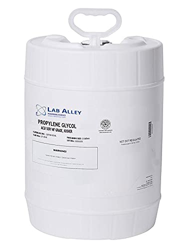 Lab Alley Propylene Glycol 99.5% USP/NF/FCC/Food Grade, Kosher Certified, Halal, Great for Cosmetics, Artificial Smoke/Fog Machines - 5 Gallons