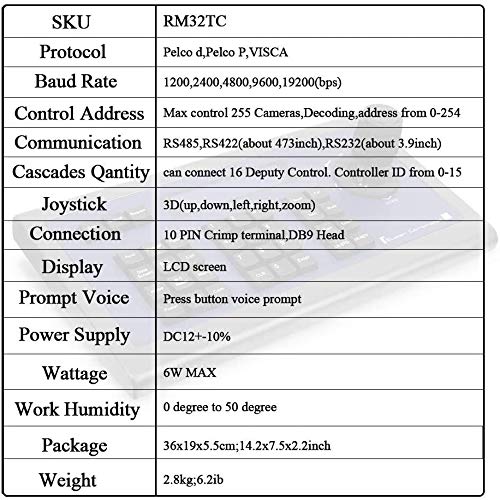 Hsility PTZ Controller with VISCA/PELCO D/P PTZ Joystick with RS485,RS442,RS232 for Video Conference Camera and PTZ Camera
