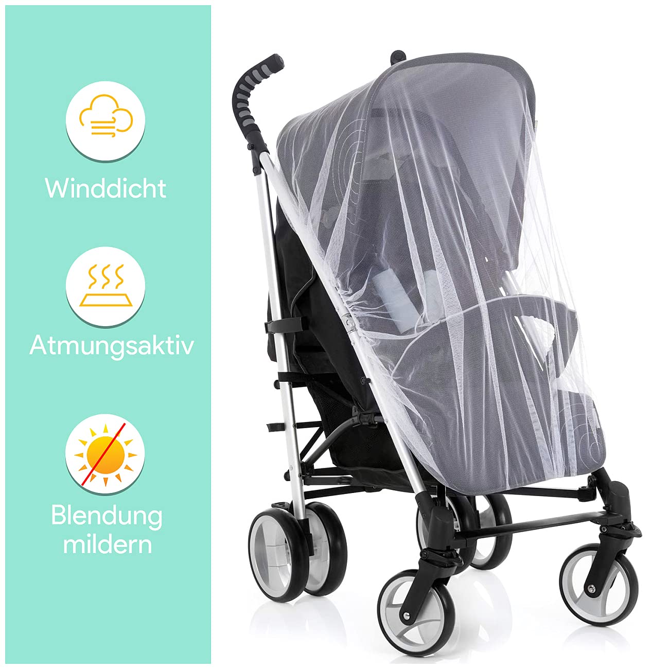 HUAILEI Baby Mosquito Net - Durable Stroller Cover,Honeycomb Grid Stroller Netting Mosquito for Baby Bug Net for Strollers,Bassinets, Child Safety Seat and Portable Mini Crib (2PCS,White and Brown