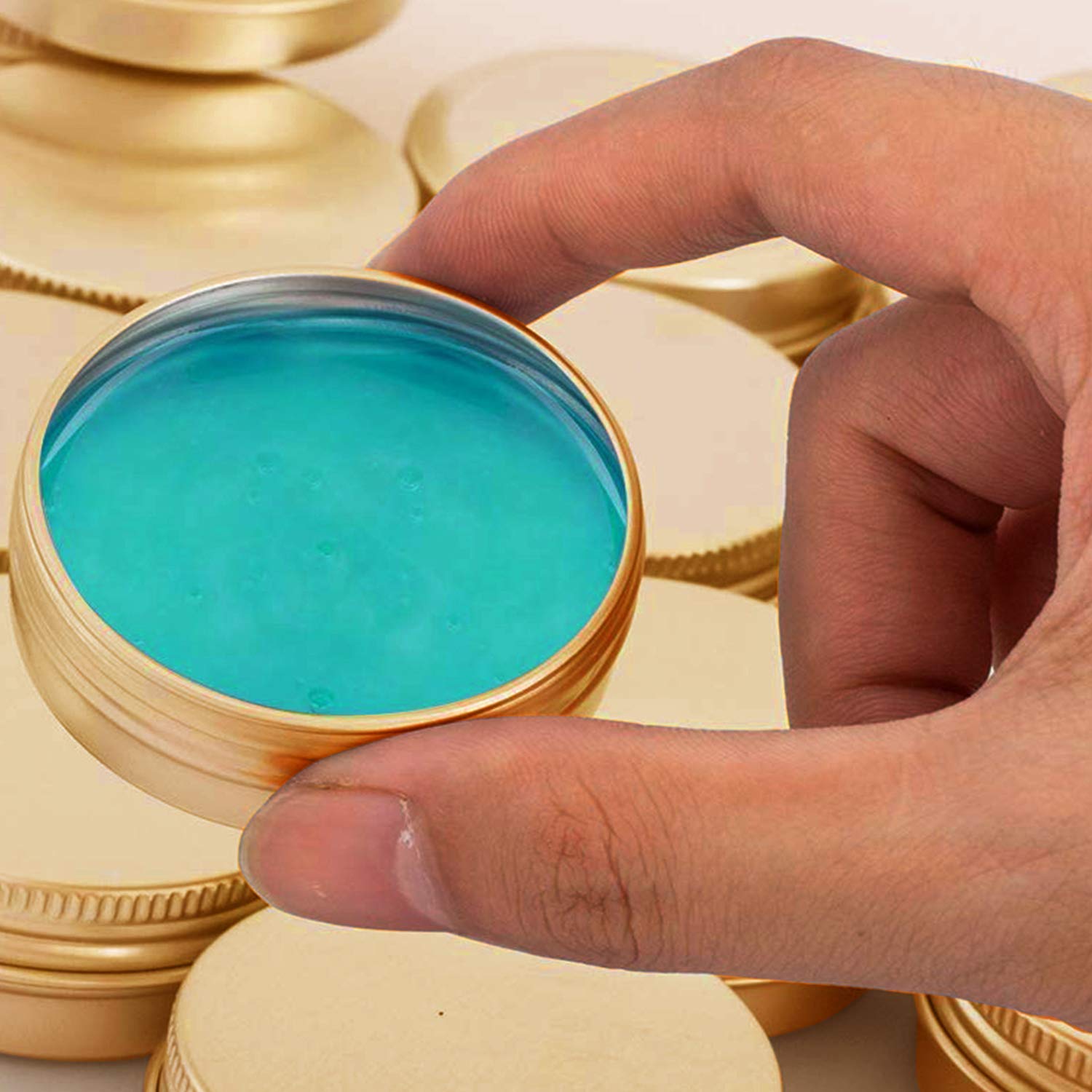 2 Ounce Aluminum Tin Jar Refillable Containers 60 ml Aluminum Screw Lid Round Tin Container Bottle for Cosmetic, Lip Balm, Cream, 20 Pcs Gold