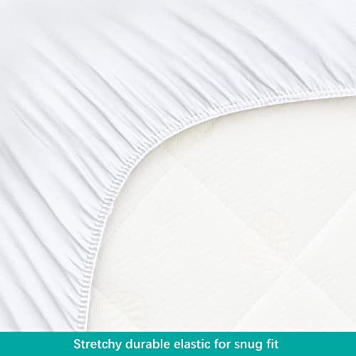 Bassinet Mattress Pad Cover, Waterproof, Ultra Soft Bamboo Terry Surface, Universal Fit for Hourglass/Oval Bassinet Mattress, 2 Pack, Washer & Dryer, No Loosen and Pre-Shrinked