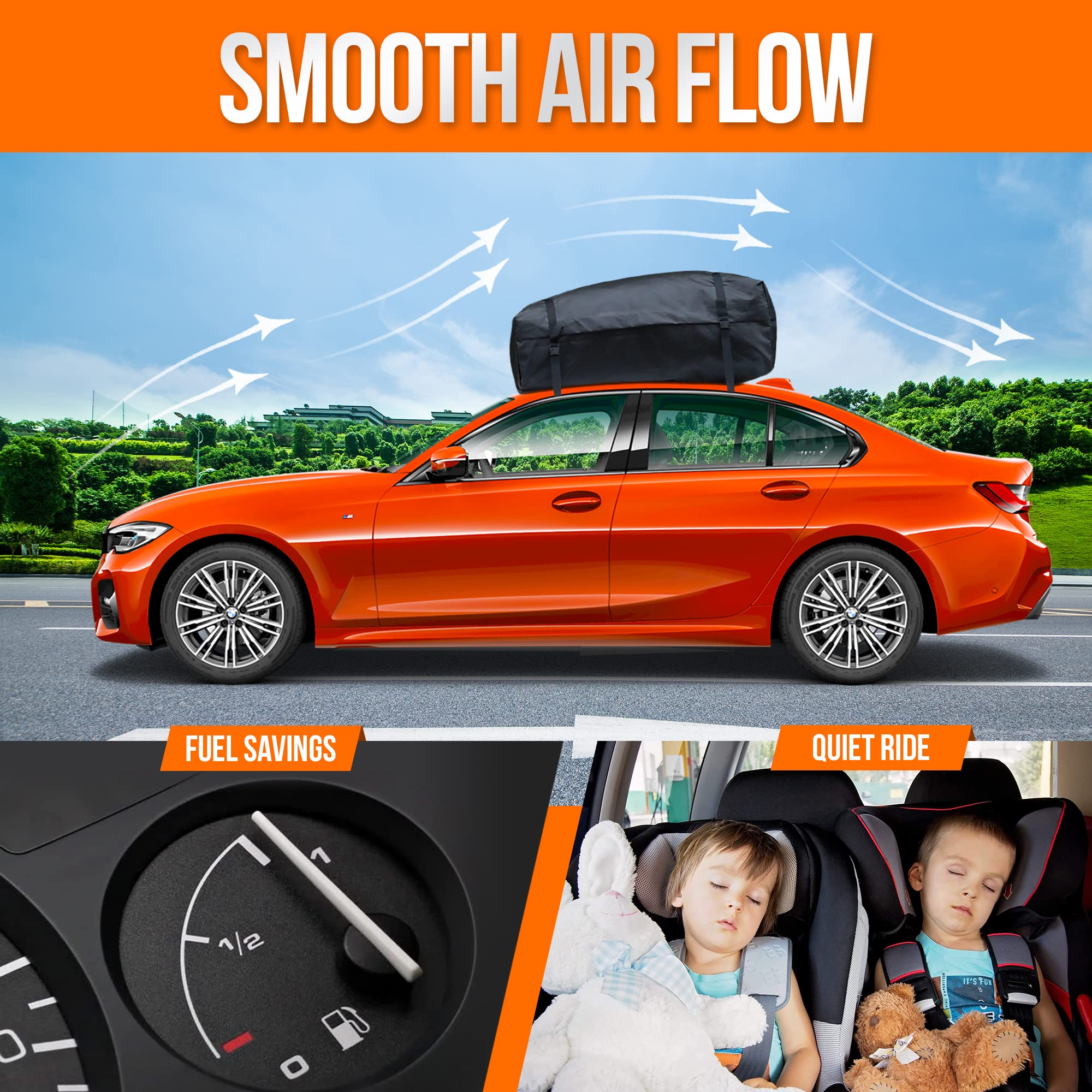 17 Cubic Waterproof RoofBag Car Rooftop Cargo with Strong Straps + Storage Bag + 3 Duffle Bags