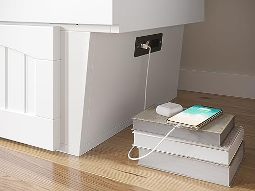 AFI, Sydney Modern Coastal Queen Solid Wood Murphy Bed Chest with Mattress in White