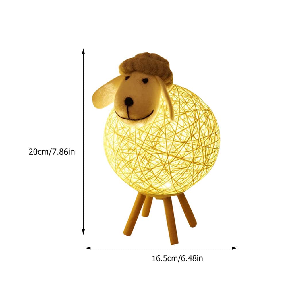 Lamb Night Light Cute Sheep LED Bedside Nursery Lamp Animal Desk Lamp Battery Powered Globe Light Decoration for Birthday Home Dorm Decor Yellow