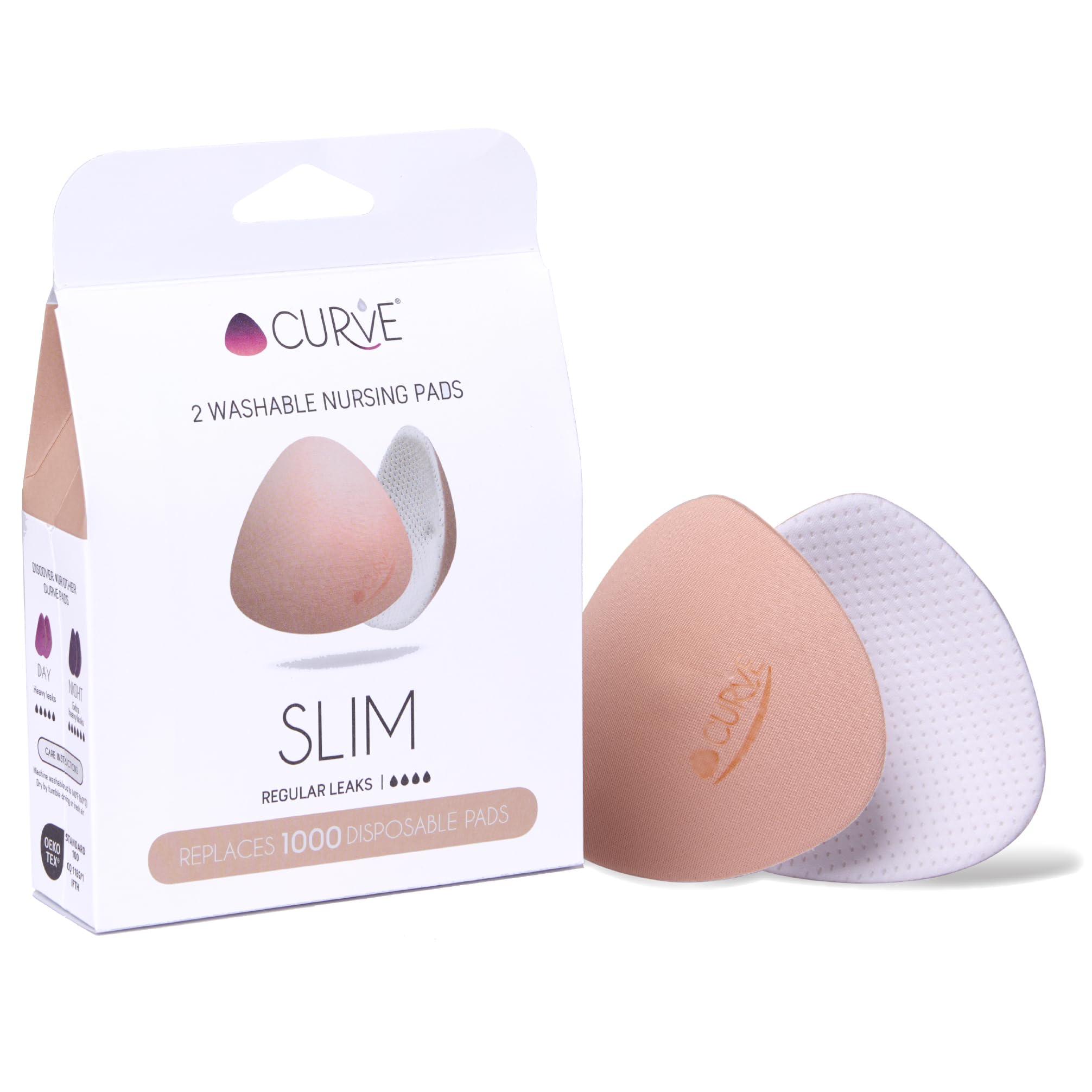 CURVE BY CACHECOEUR Essential Slim Nursing Pads: Stay Dry All Day, Reusable & Eco-Friendly. Say Goodbye to Disposable Pads