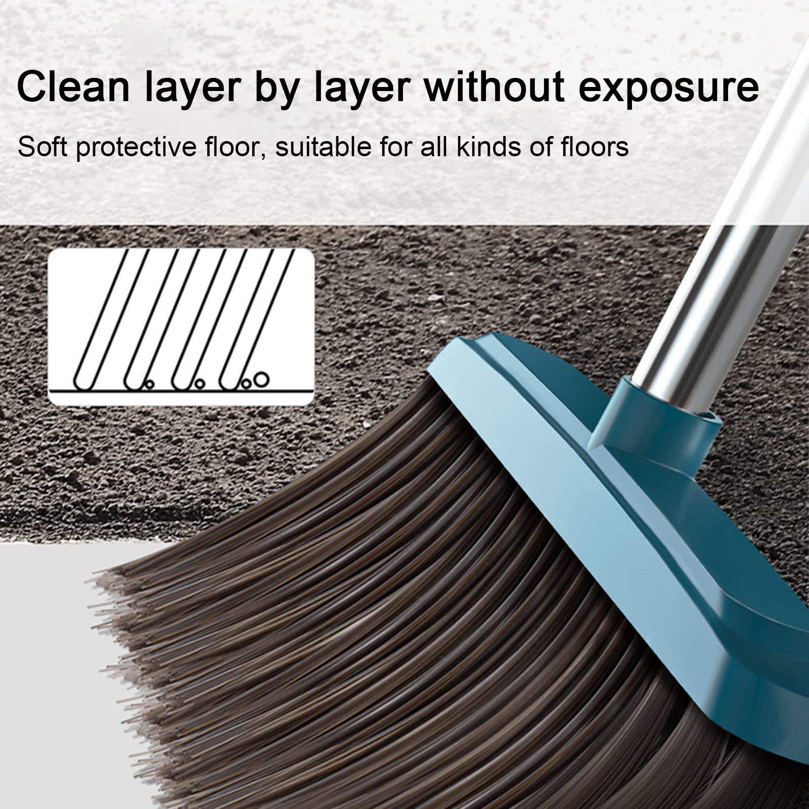 42.7'' Broom with Dustpan Combo Set, House Warming Gifts New Home, Dust pan and Broom Set, Long Handle Broom with Stand Up Dustpan Combo Set for Office Home Kitchen Lobby Floor Use (Green)