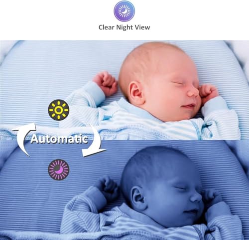 Baby Monitor No WiFi with 2 Cameras, 12hr Long Battery Life, 1000ft Range, 5" HD Display, Auto Night Vision, 2-Way Audio, Lullaby and Noise Activation