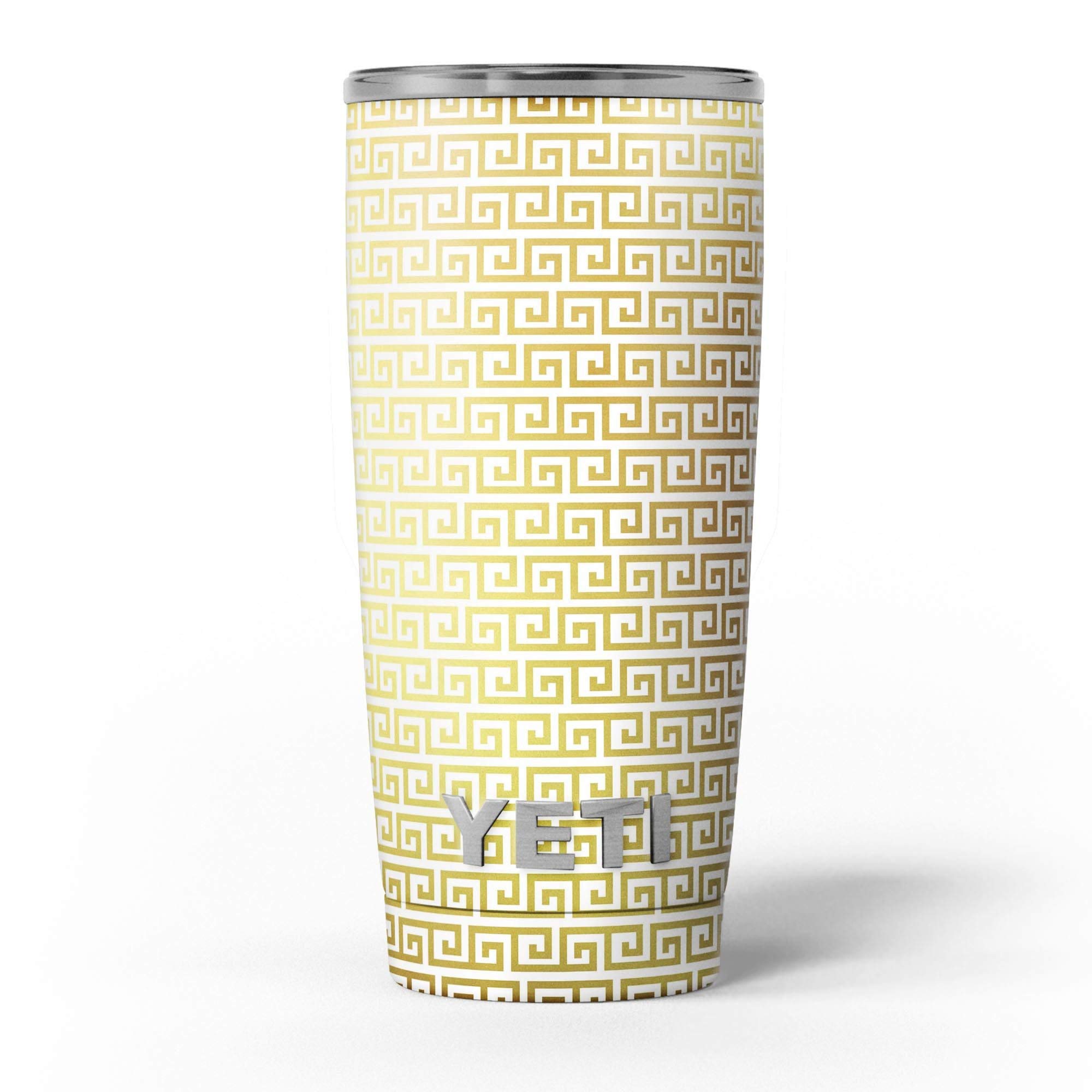 Design Skinz Golden Greek Pattern - Skin Decal Vinyl Wrap Kit Compatible with The Yeti Rambler Cooler Tumbler Cups