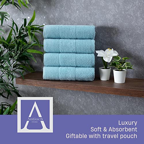 Antioch Home Bathroom Hand Towels, Hotel Quality & Fluffy & Absorbent & Soft & Fast Drying Turkish Hand Towels for Bathroom, 100% Cotton Turkish Hand Towel Set - [ 4 Pack – 16 x 28 inches ] - Aqua
