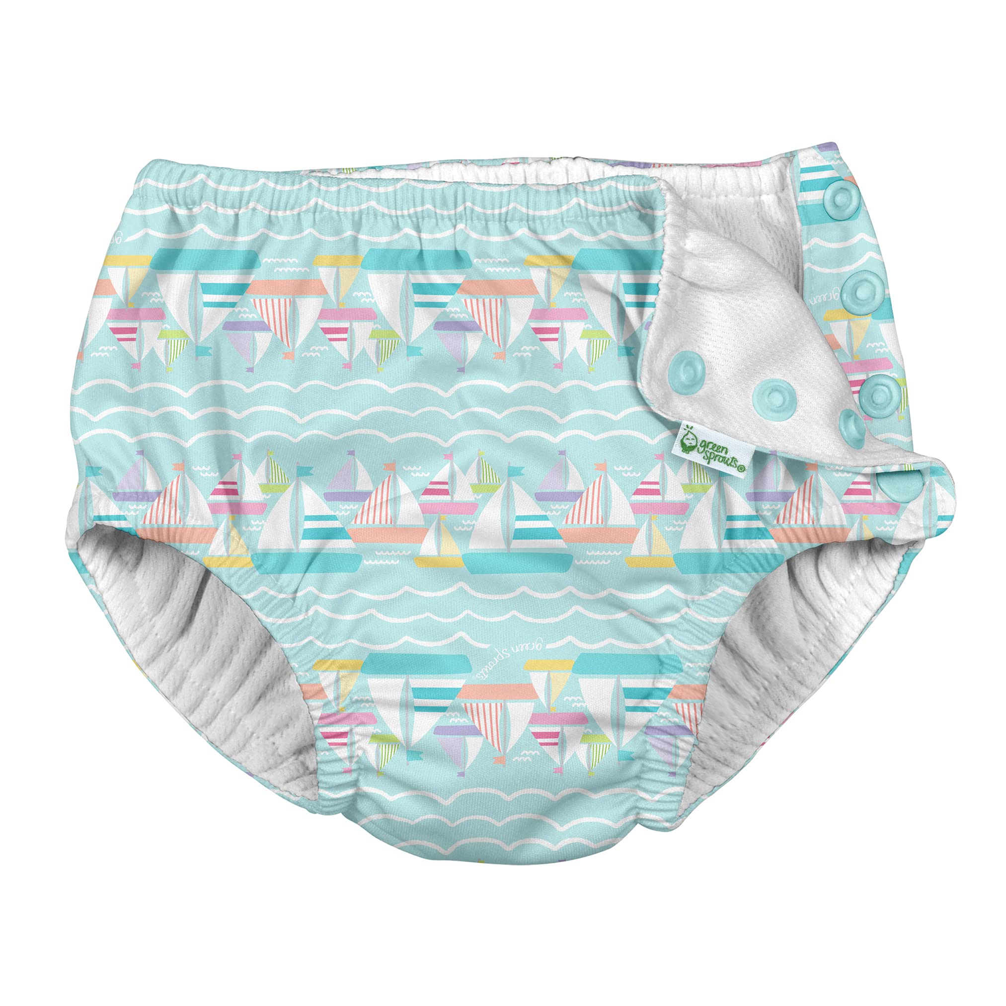 i Play Girls Reusable Absorbent Baby Swim Diapers Light Aqua Sailboats 24 Months