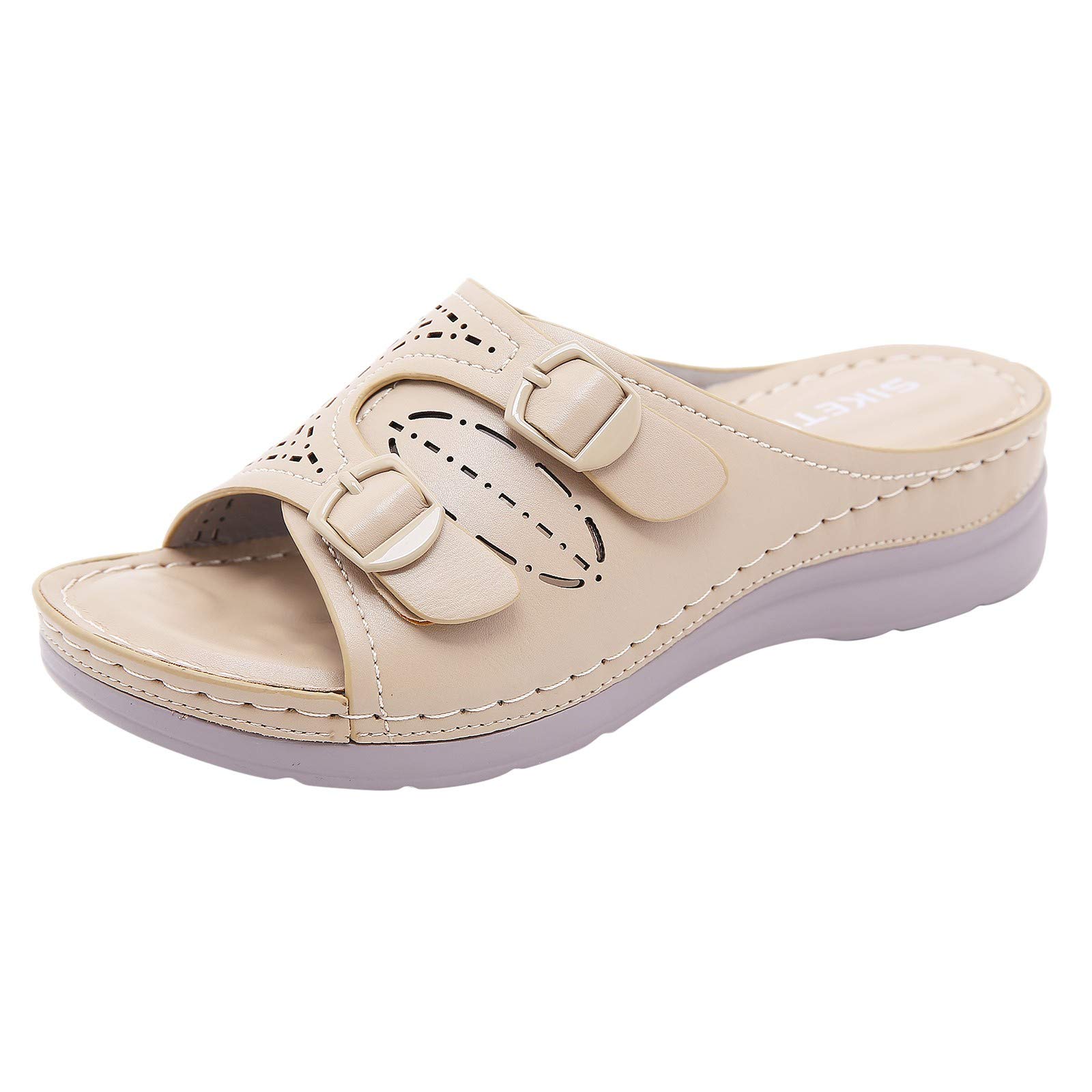 justHIGH Women's Slip on Flat Slide Sandals with Arch Support Lightweight Waterproof Outdoor/Indoor Lightweight Sandals