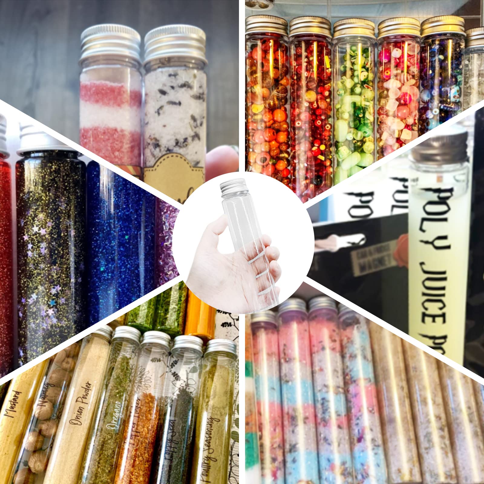 20 Pcs Test Tubes,115 ML Clear Plastic Test Tubes with Screw Caps,Flat-Bottomed Test Tubes with Lids for Plant Propagation,Jewelry,Gumball,Candy,Bath Salt Container,Science Party