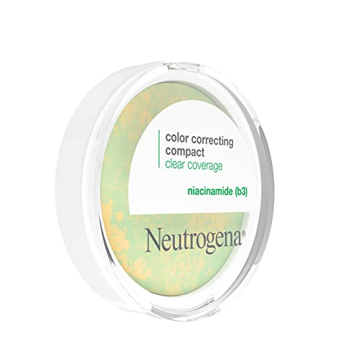 Neutrogena Clear Coverage Color Correcting Powder Makeup Compact, Mattifying CC Powder with Niacinamide & Green & Yellow Powders to Even Tone, Brighten, & Control Shine, Oil-Free, 0.38 oz