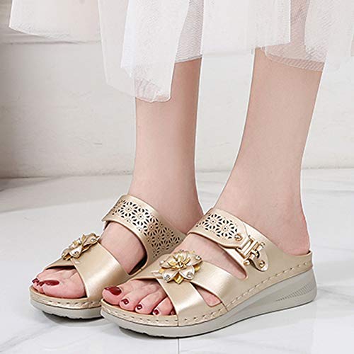 justHIGH Women’s Beach Wedge Sandals – Ladies Platform Flip Flops with Orthotic Arch Support Lightweight