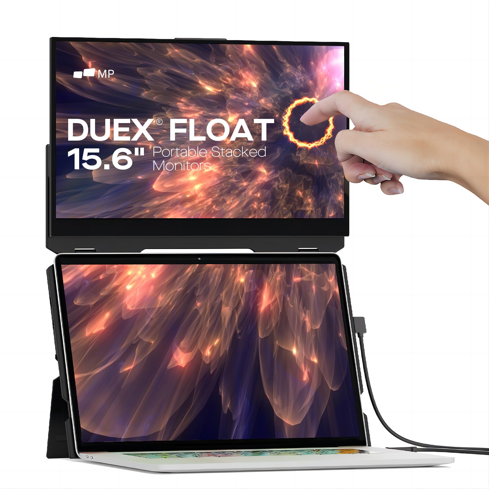 New Mobile Pixels Duex Float Portable Monitor, 15.6" Full HD IPS Dual Monitor for Laptops, USB C/HDMI Plug and Play Portable Screen,Windows/Mac/Android/Switch Compatible