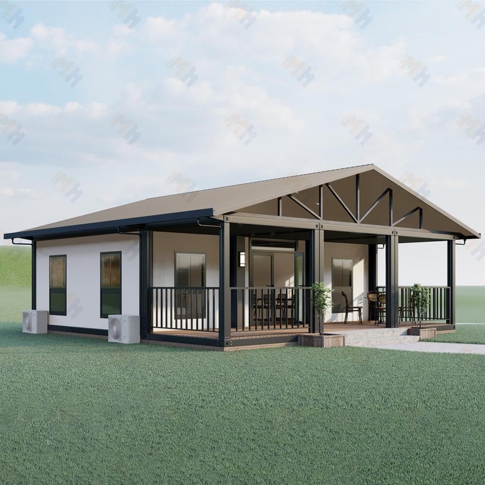 20‘x20’ft 2 Room Prefab House with Rainshed Terrace Toilet Bathroom Kitchen Tiny Home to Live in for Adults Mini Foldable Mobile Container Home Modular Guest Homes kit casas prefabricadas para Vivir