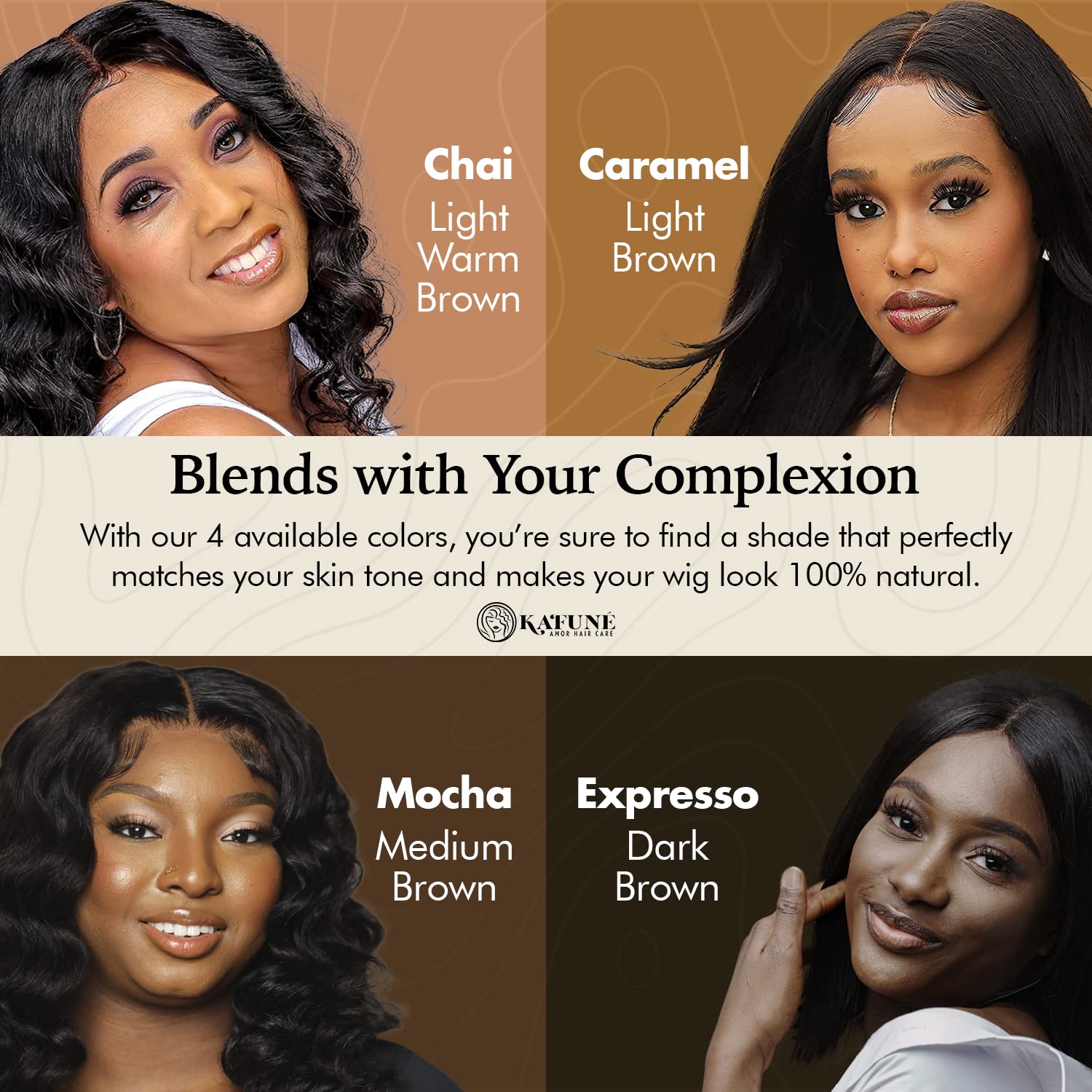 Kafune Amor Premium Lace Melting Mousse - Tinted Quick-Drying Mousse for Lace Wigs, Natural Finish, Ideal for Braids and Baby Hairs - Expresso Dark Brown
